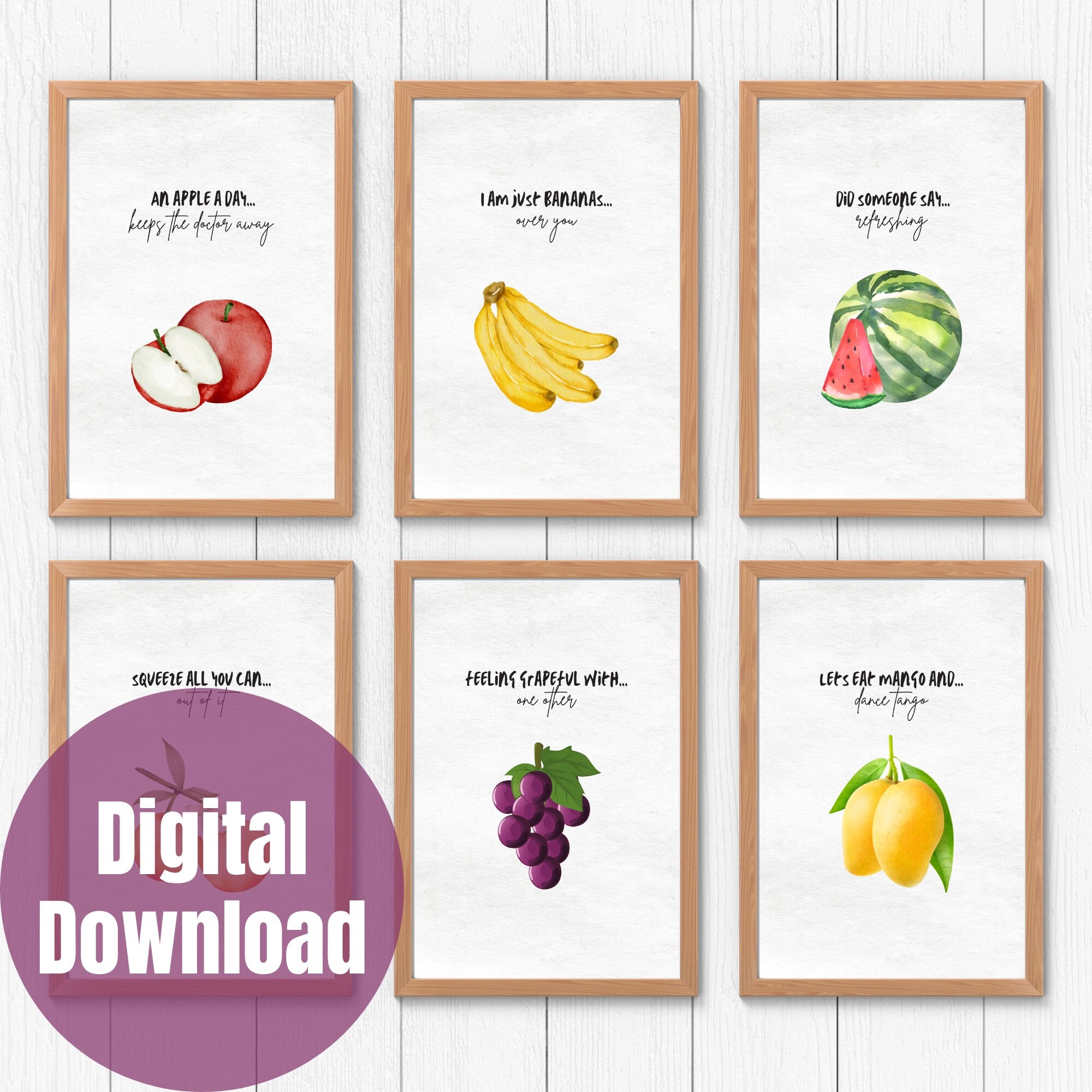 Vintage Fruit Art Kids Printable Fruit Market Print Set of 6 Botanical ...