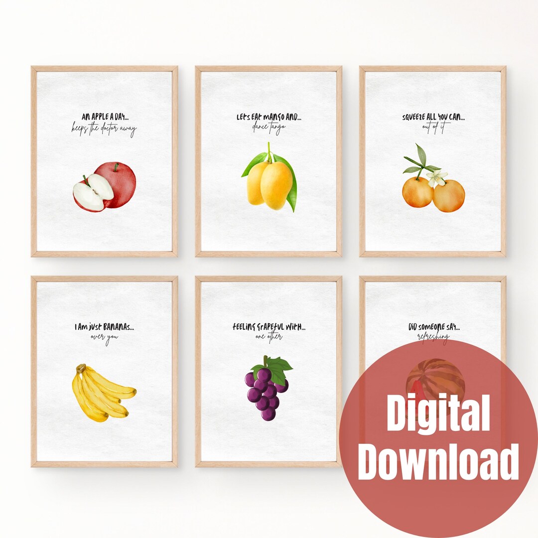 Vintage Fruit Art Kids Printable Fruit Market Print Set of 6 Botanical ...