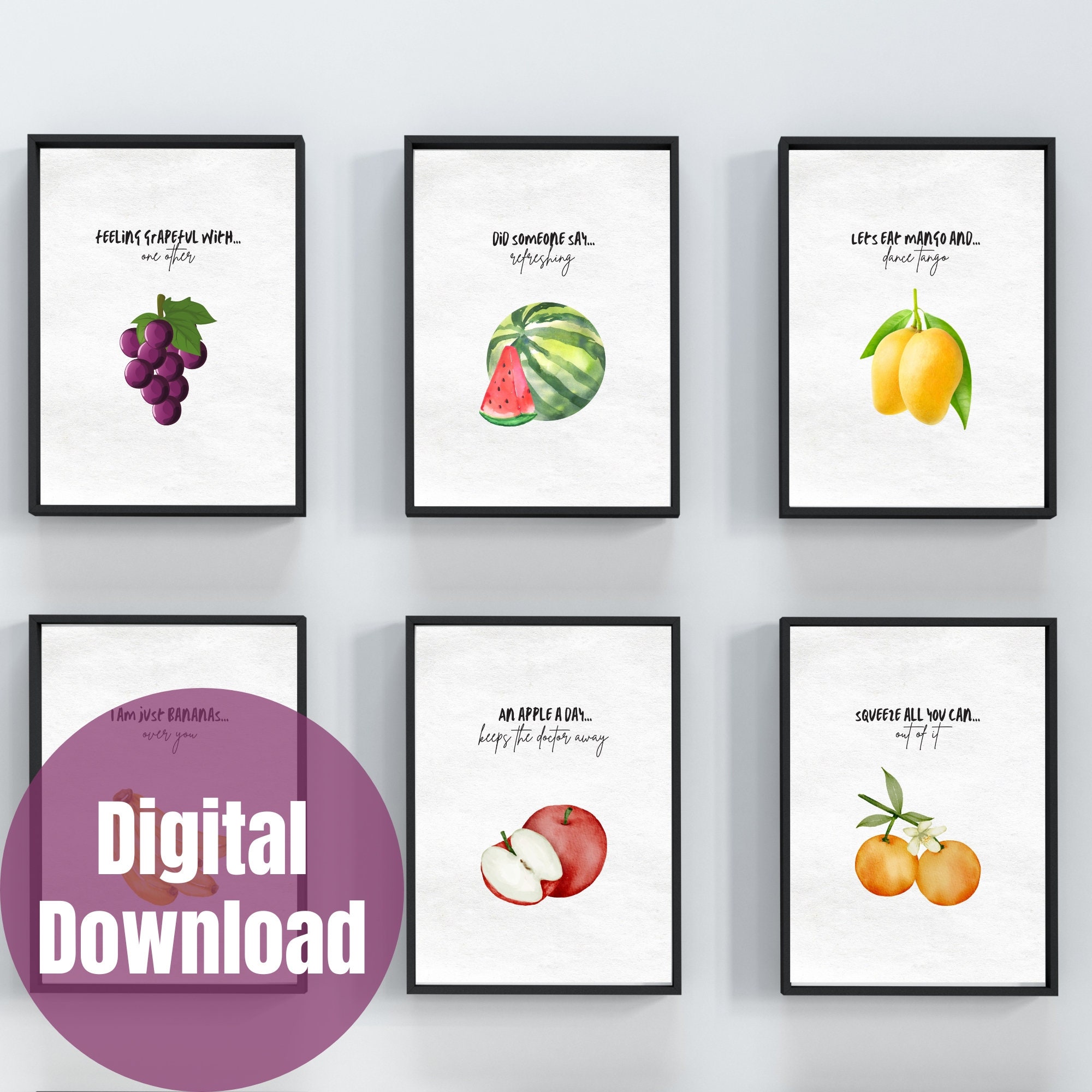 Vintage Fruit Art Kids Printable Fruit Market Print Set of 6 Botanical ...