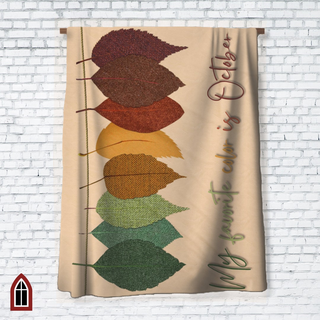 VELVETEEN PLUSH BLANKET Fall Decor Colorful Leaves Autumn Design ...