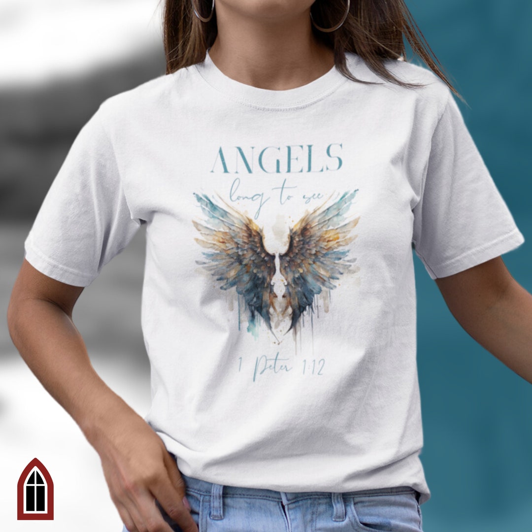 Christian Shirts, Angel Graphic Tee, Angel Wings T Shirt, Bible Verse ...