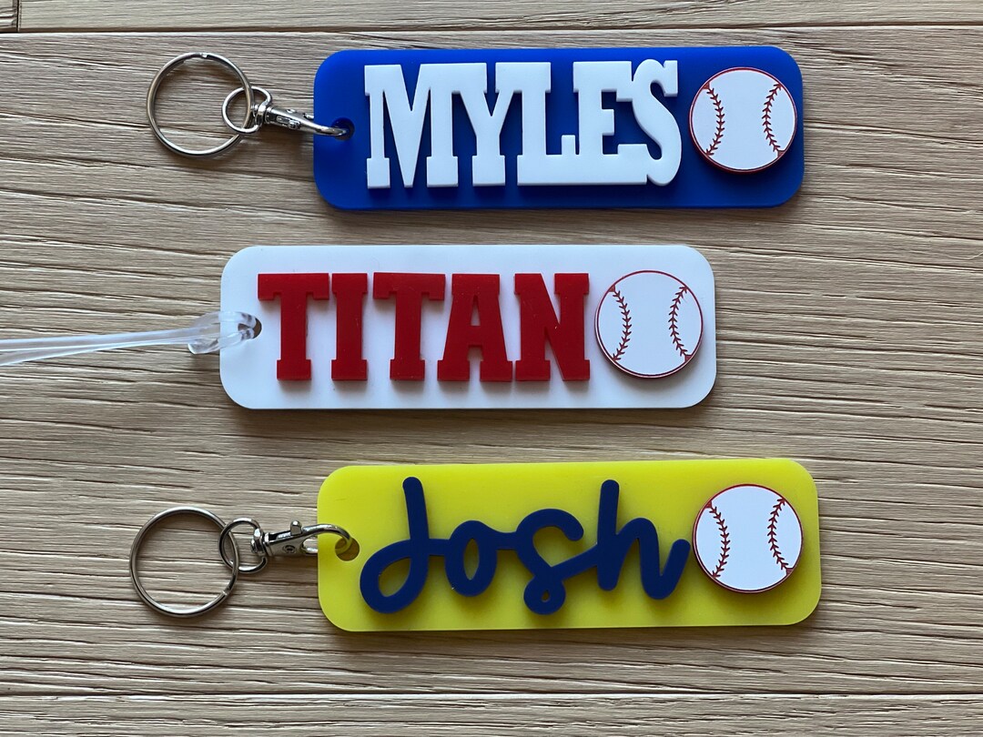 Personalized Baseball Bag Tag, Baseball Name Tag, Baseball Key Chain ...