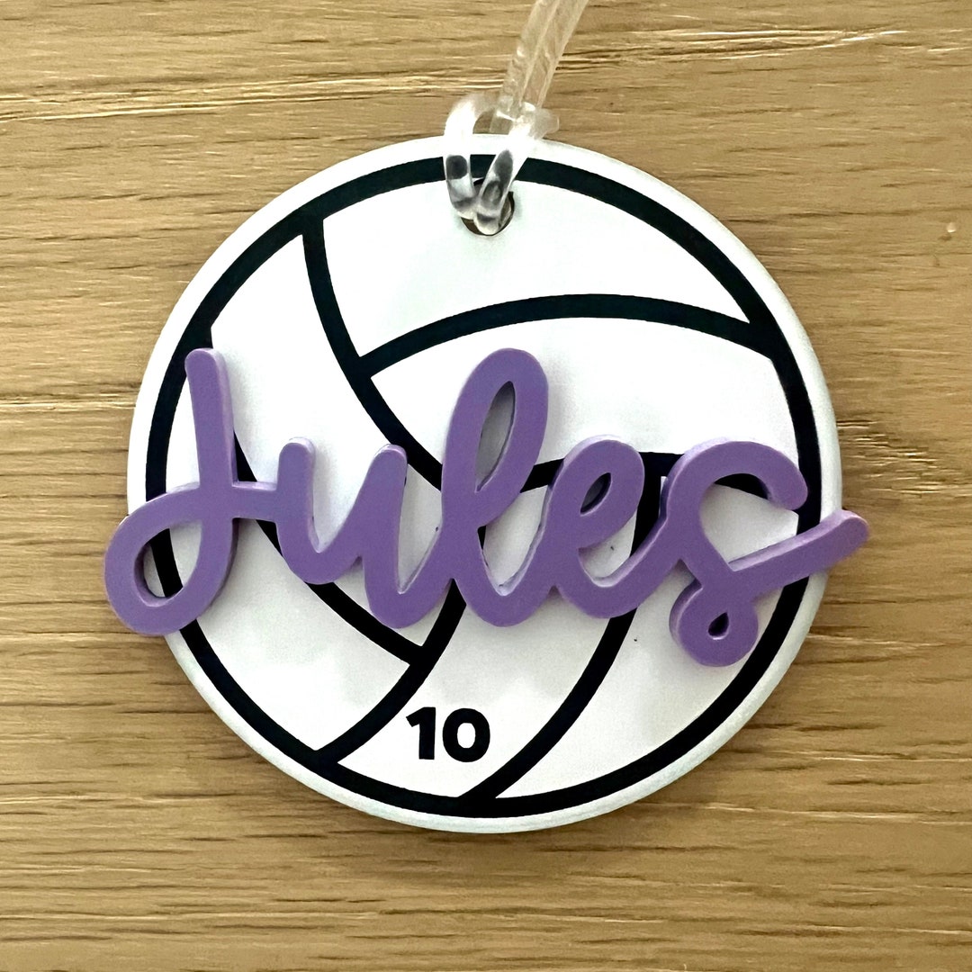 Personalized Volleyball Bag Tag, Volleyball Bag Charm, Volleyball ...