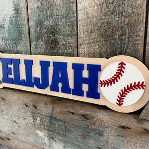 Personalized Wood Baseball Name Sign, Custom Wood Baseball Display Sign ...