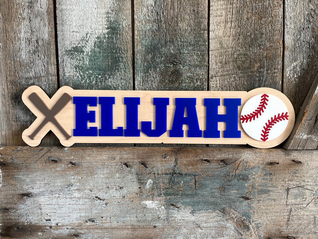 Personalized Wood Baseball Name Sign, Custom Wood Baseball Display Sign ...