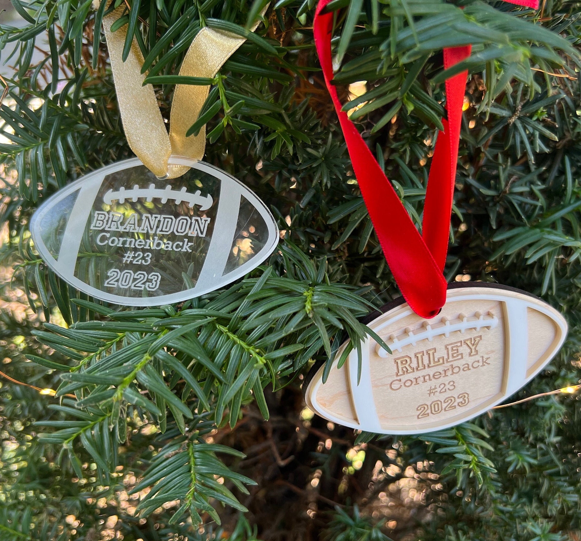 Personalized Engraved Football Ornament, Custom Christmas Gift for ...