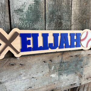 Personalized Wood Baseball Name Sign, Custom Wood Baseball Display Sign ...
