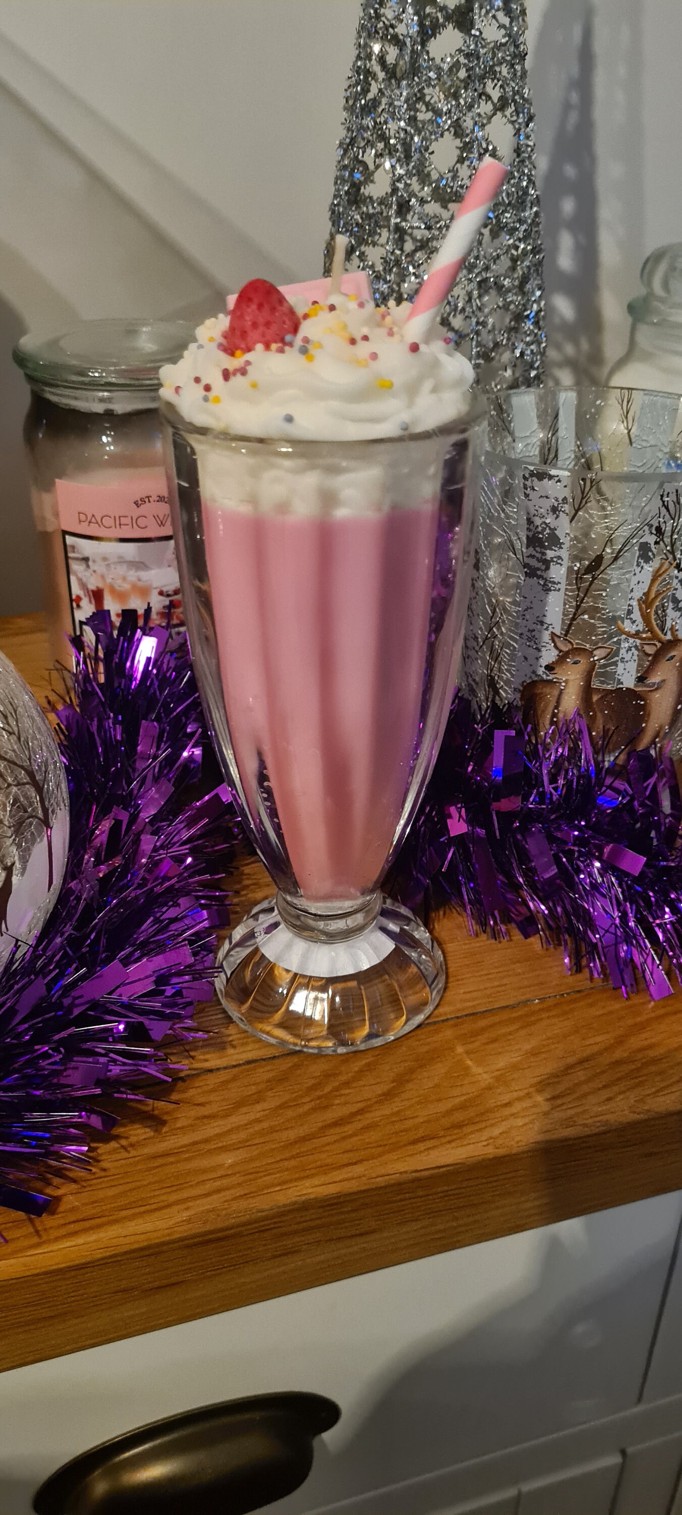 Hand Poured Light Strawberry Milkshake Candle | Gift - Etsy UK