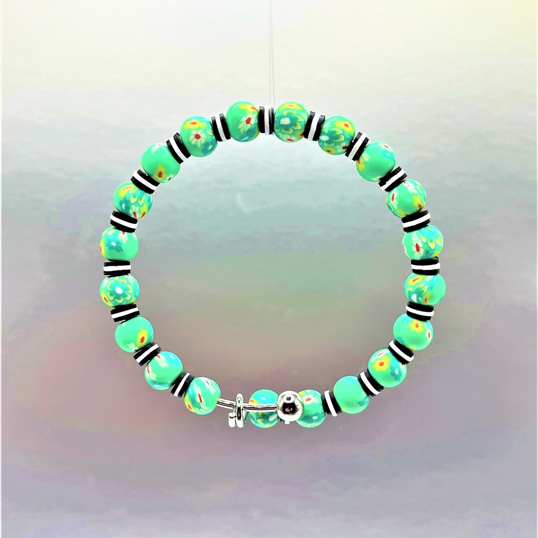 KANDI COLLECTION: Mint GREEN Pastel Flower Polymer Clay Festival ...