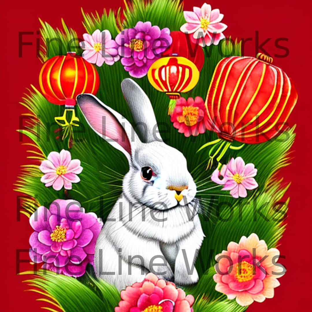 Traditional Watercolor Illustration of Chinese New Year of the Rabbit ...