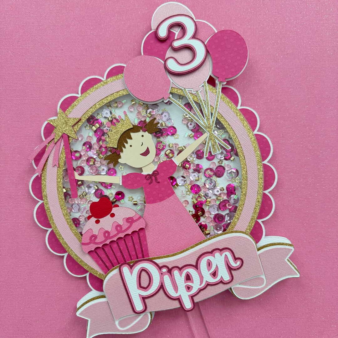 Pinkalicious Inspired Cake Topper - Pink Girl Shaker Cake Topper ...