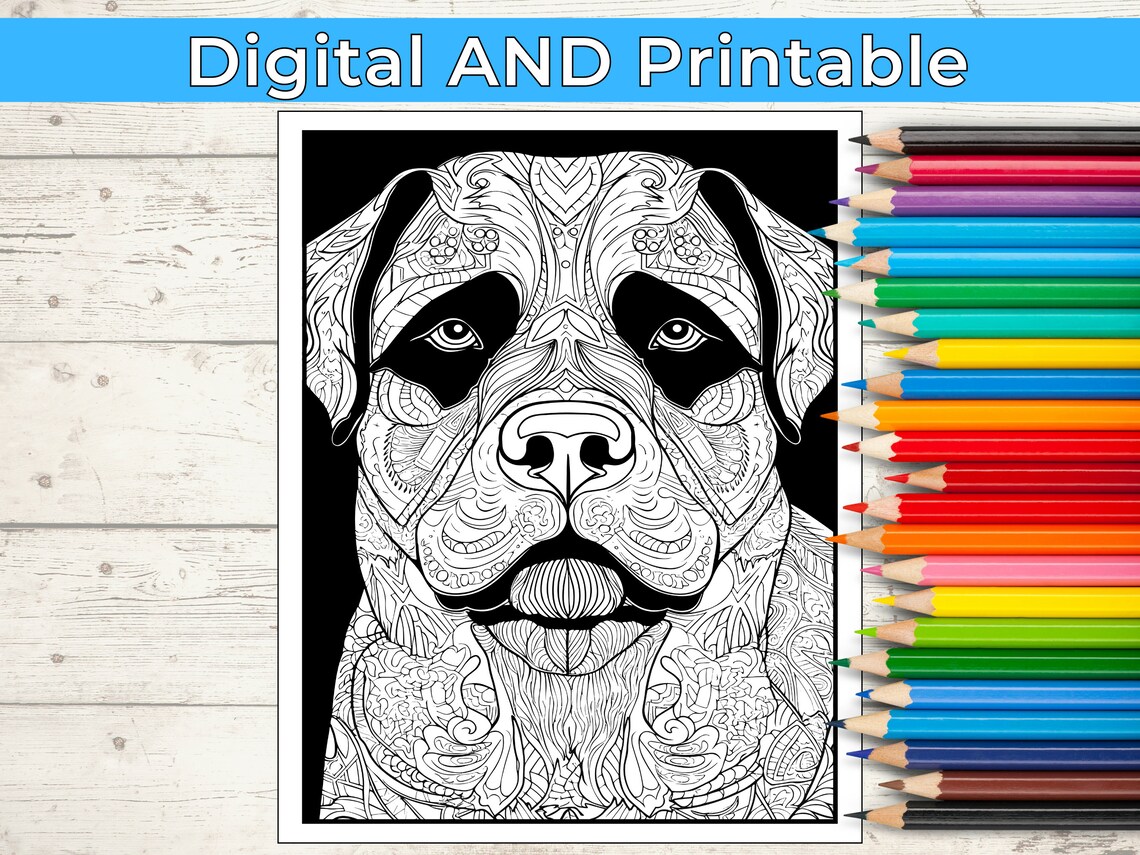 Printable Adult Color Page, Dog Coloring Page, Animal Coloring Page ...