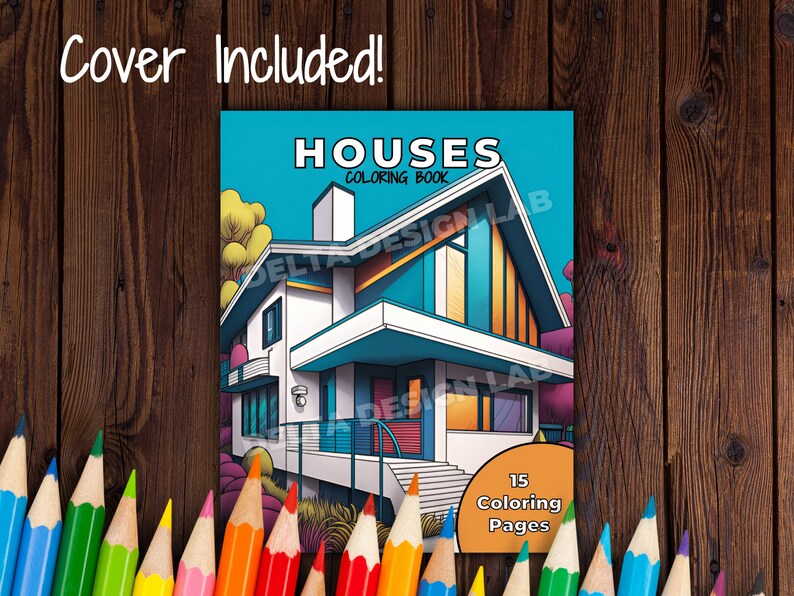 Modern Homes Adult Coloring Book, Printable PDF Coloring Book, Black ...