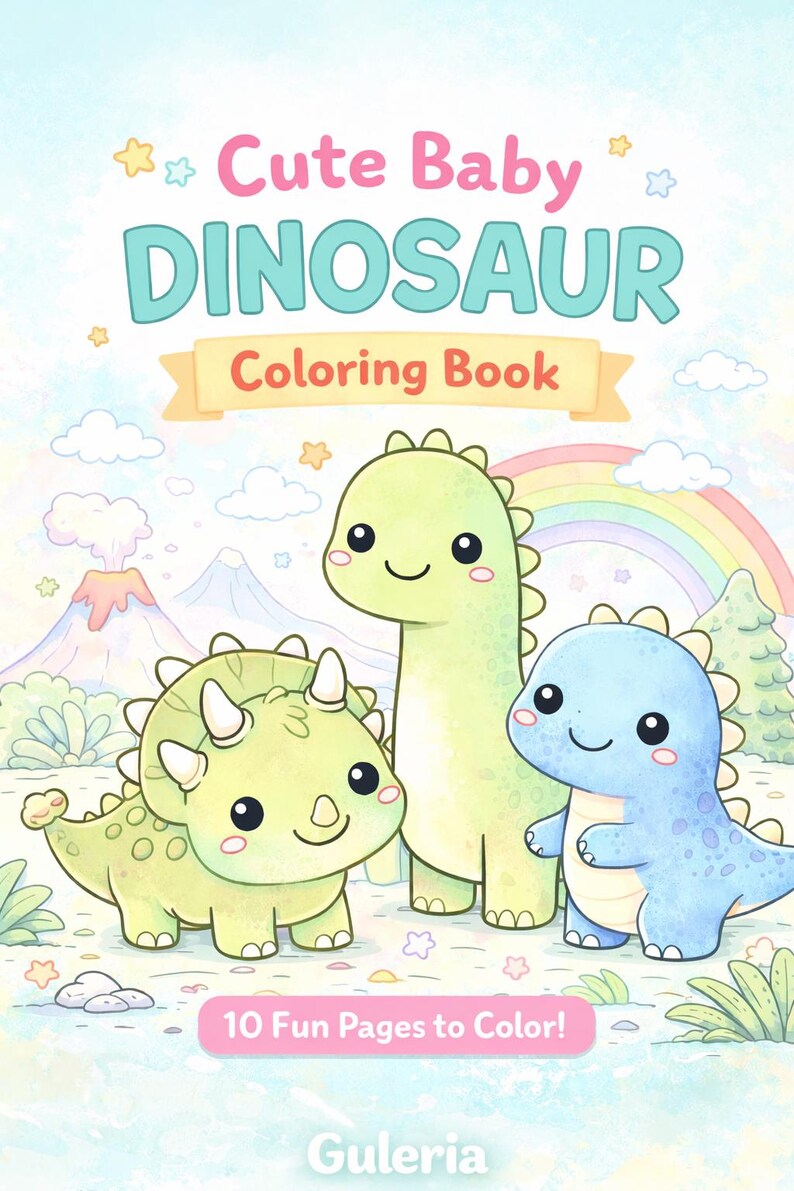 Cute Dinosaur Coloring Pages for Kids PDF – Printable Dino Coloring ...