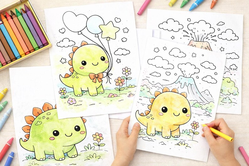 Cute Dinosaur Coloring Pages for Kids PDF – Printable Dino Coloring ...