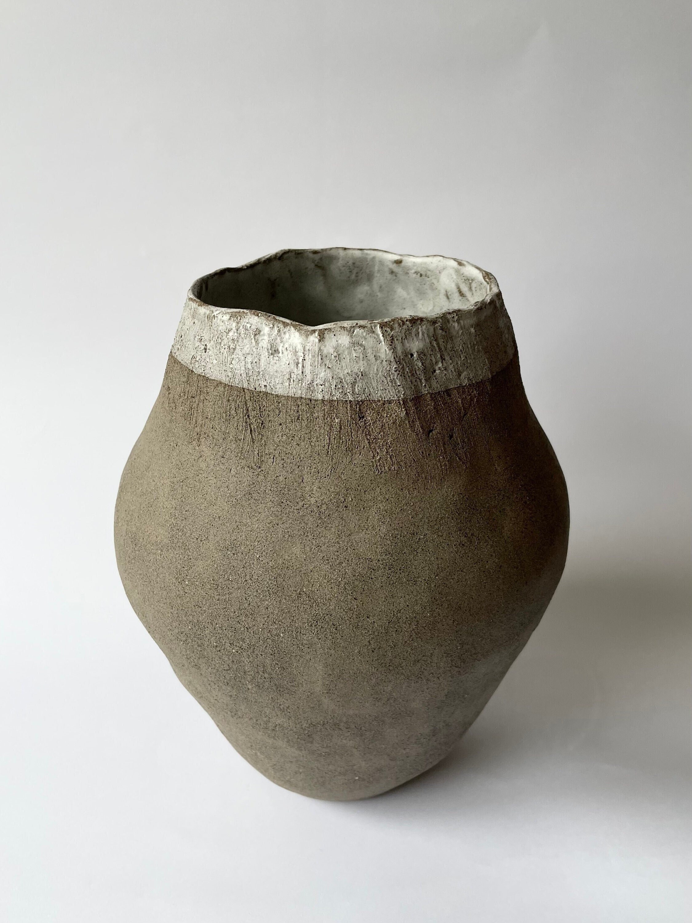 Handmade Ceramic Vase Textured Vase Design Vase Home Decor Grey-white ...