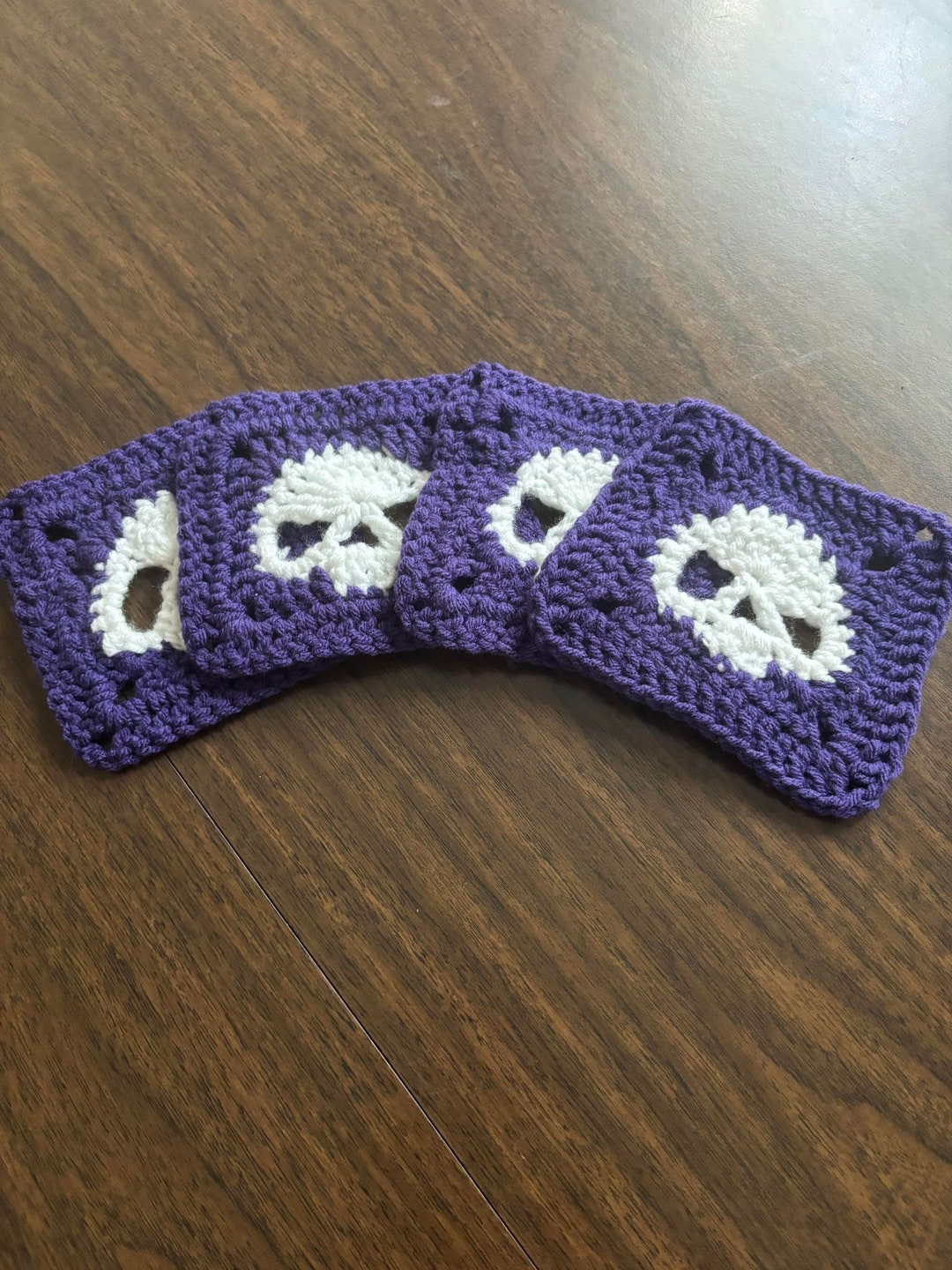 Crochet Skull Granny Square Coasters - Etsy