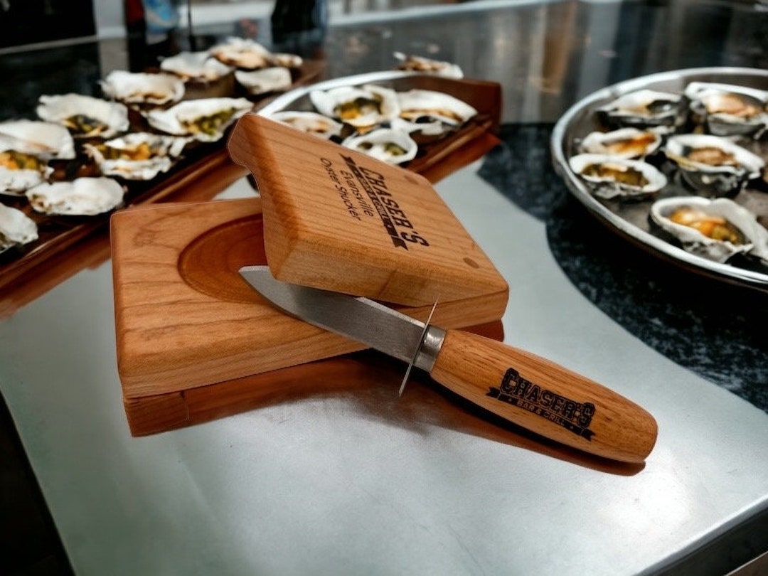 Handcrafted Maple Oyster Shucking Station | Oyster Knife - Etsy