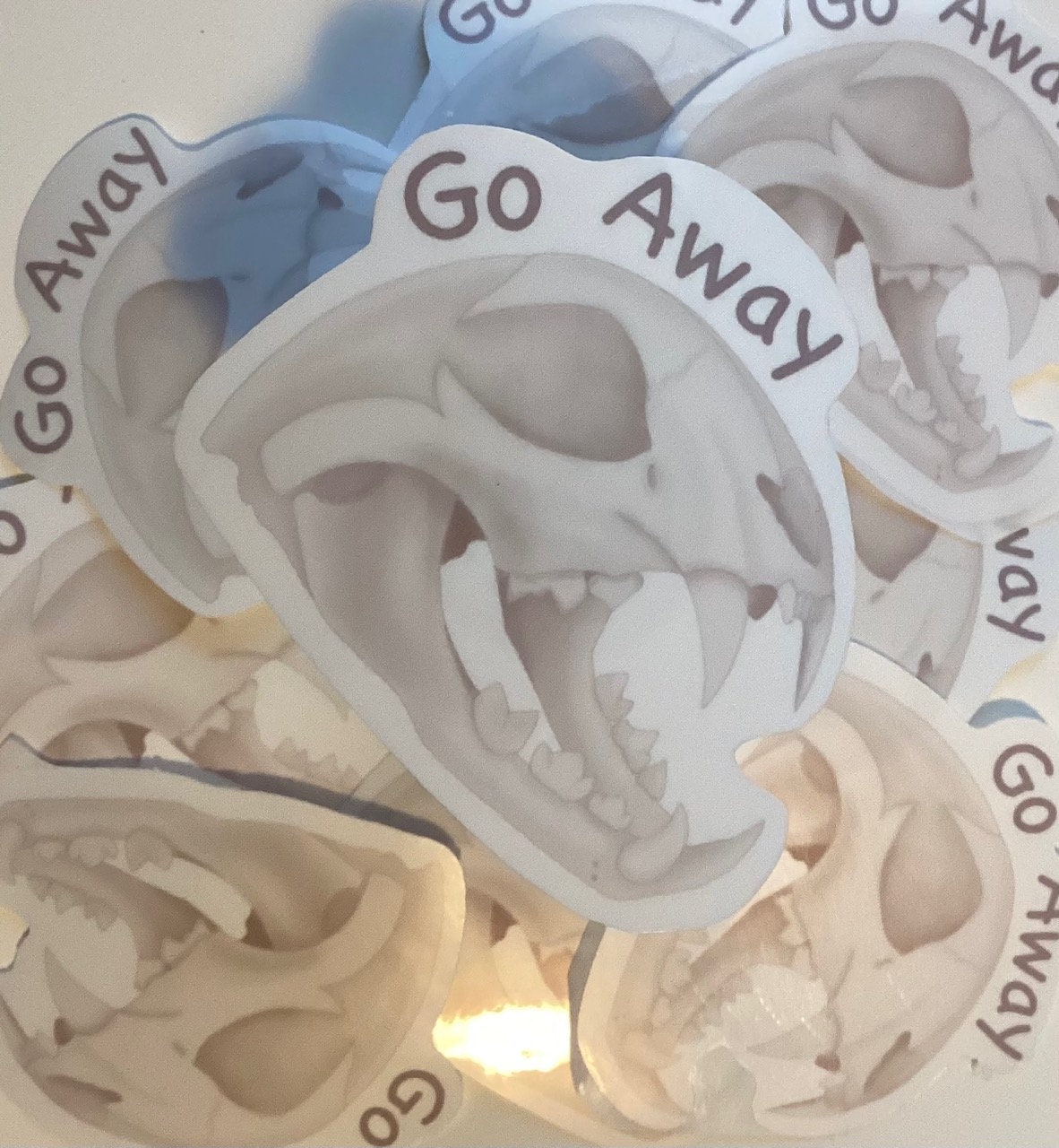 GLOSSY STICKER: Go Away Cat Skull, Cat Sticker, Skull Sticker, Sarcasm ...