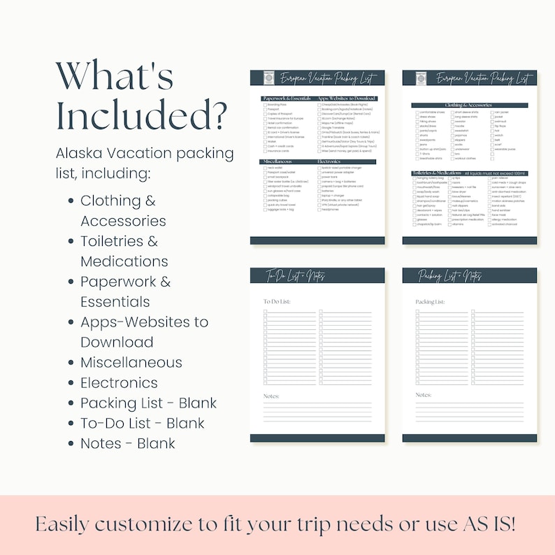 European Vacation Packing List Travel Template Packing List Planner ...
