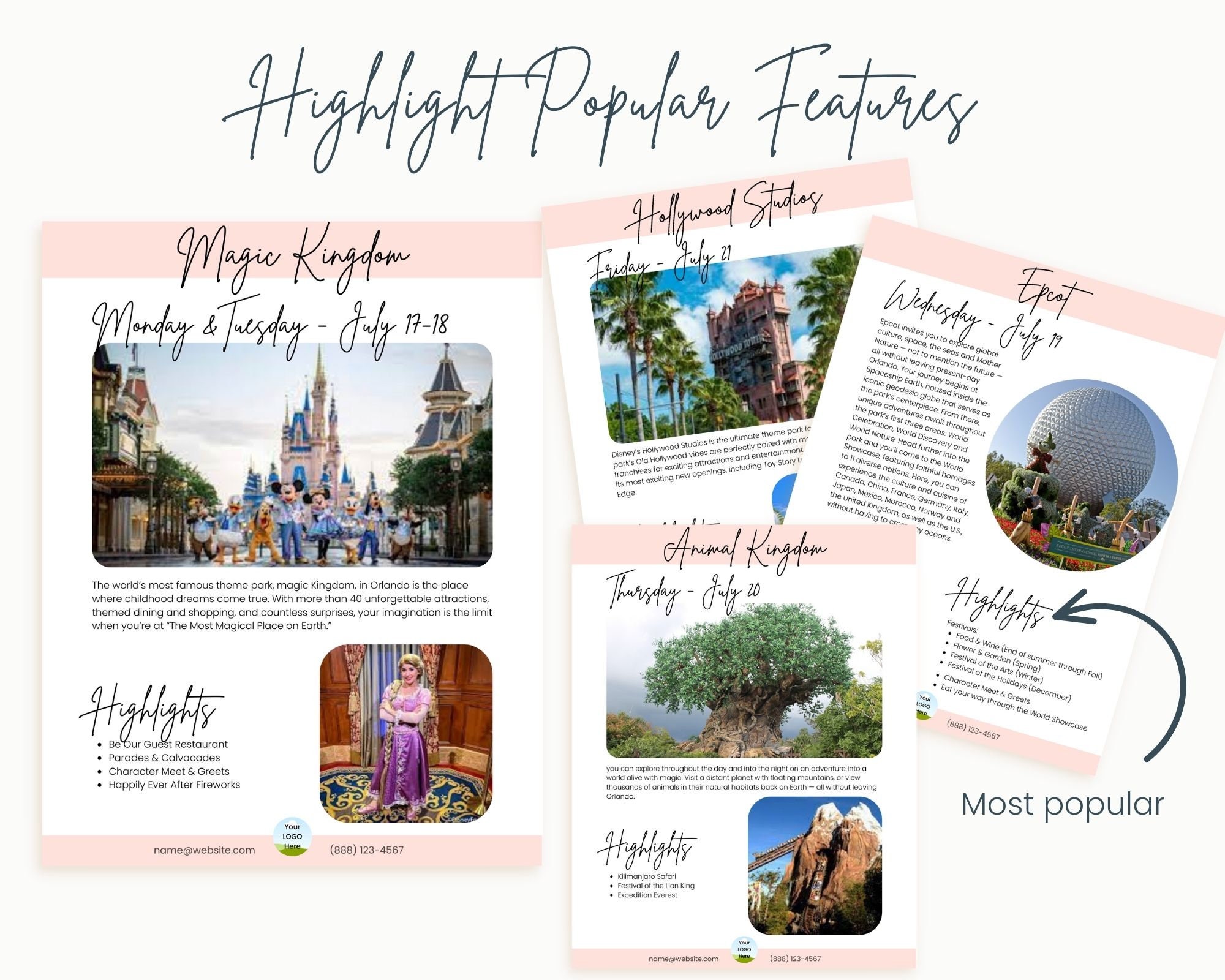 Orlando Theme Park Personalized Vacation Proposal Template for Travel ...