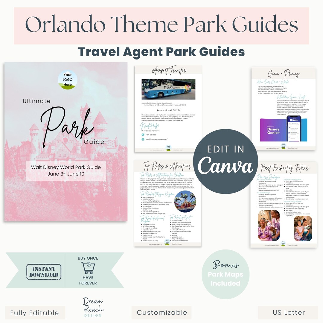 Orlando Theme Park Guides Template Orlando Theme Park Personalized ...