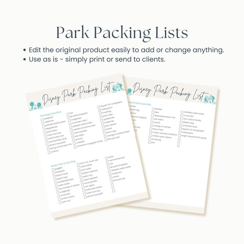 Orlando Theme Park Packing Lists Template for Travel Agents Orlando, FL ...