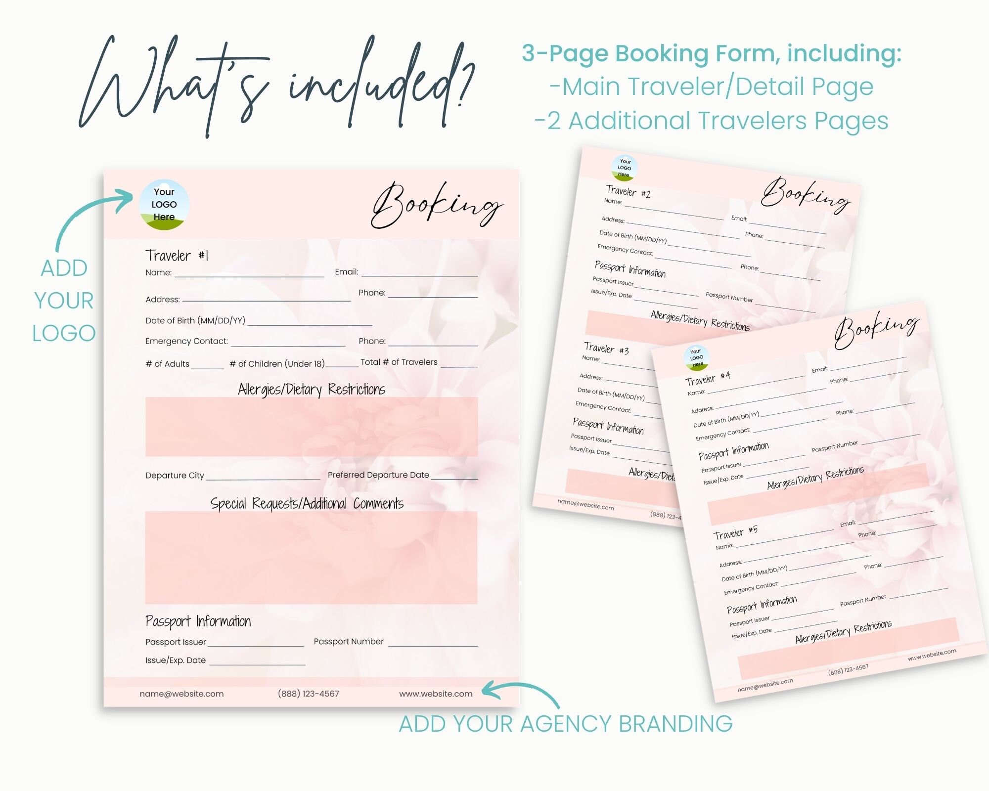 Travel Booking Template for Travel Agents Travel Booking Form Travel ...