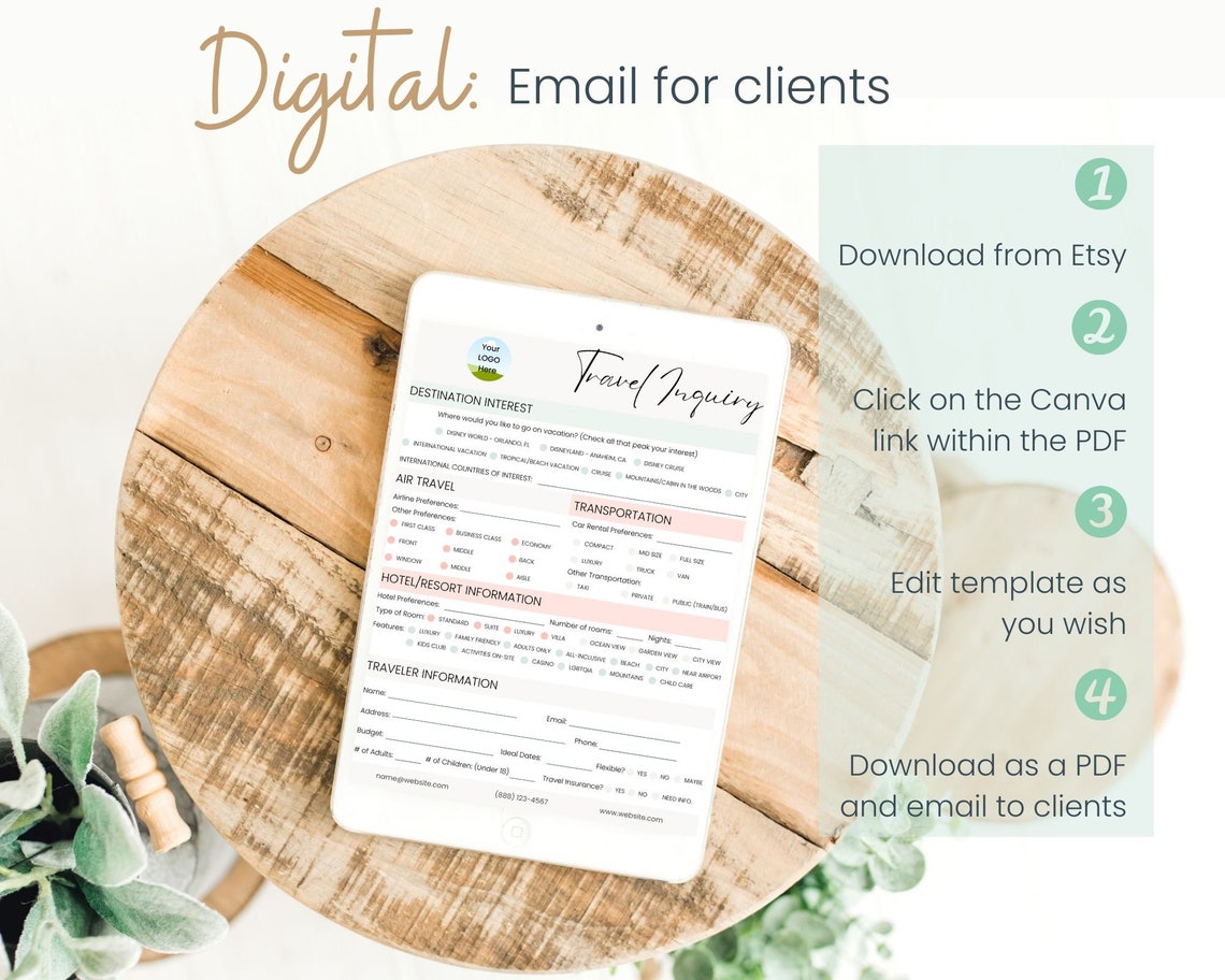 Travel Inquiry Template for Travel Agents Travel Inquiry Form Travel ...