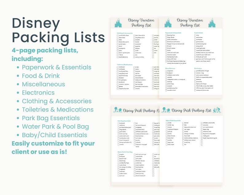 Packing List Template Bundle for Travel Agents Resort - Etsy