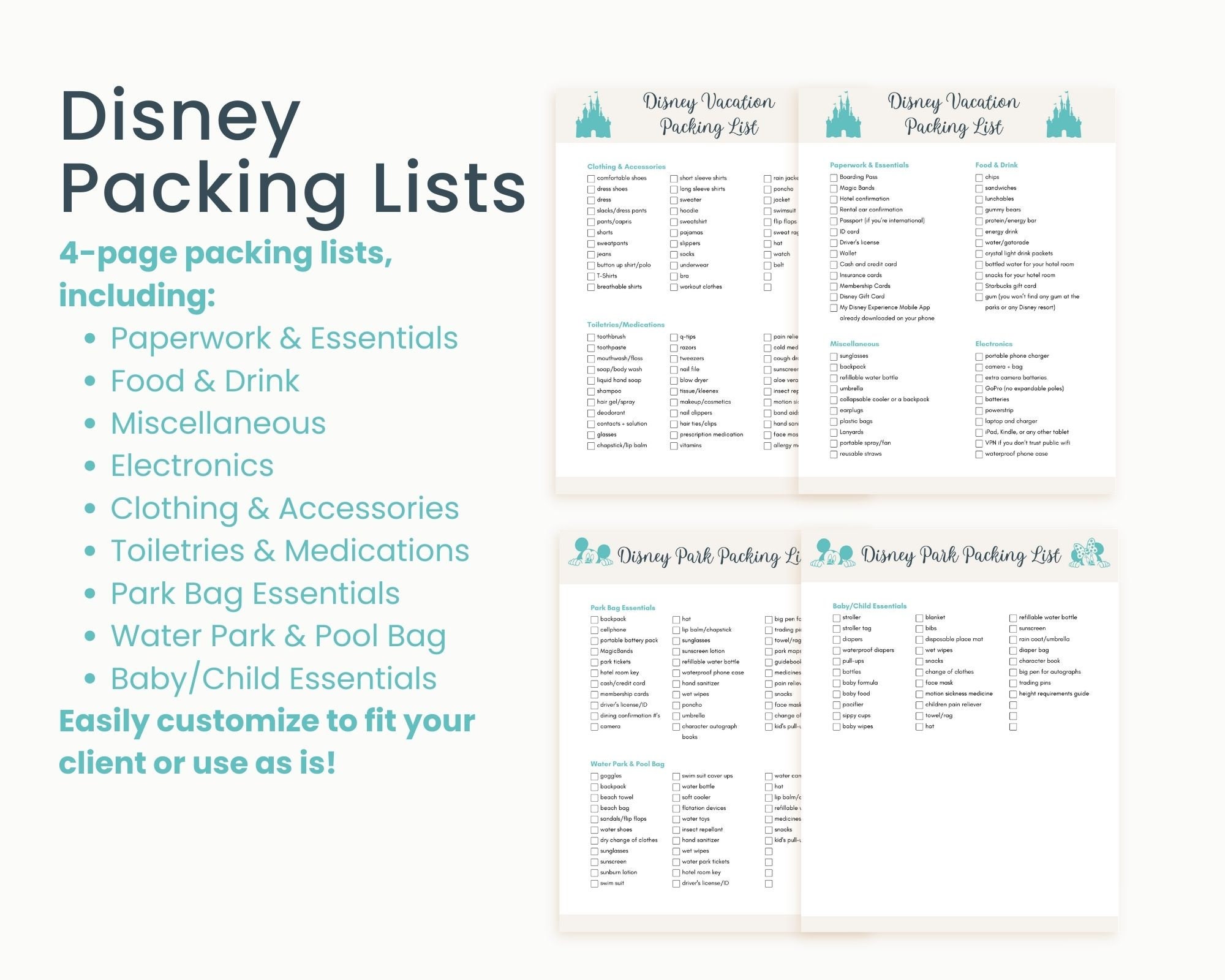Packing List Template Bundle for Travel Agents Resort Honeymoon ...