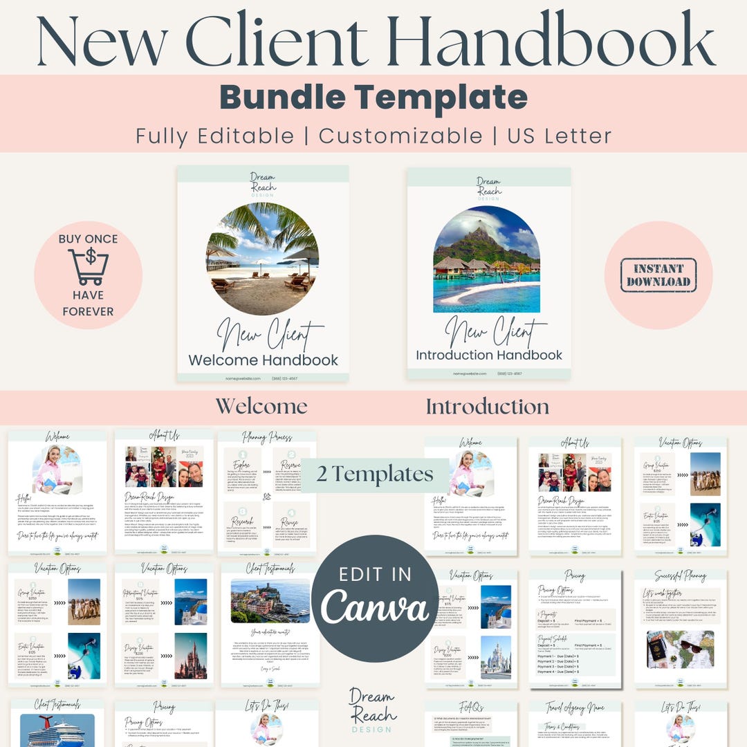 New Client Introduction + Welcome Handbook Bundle for Travel Agents ...
