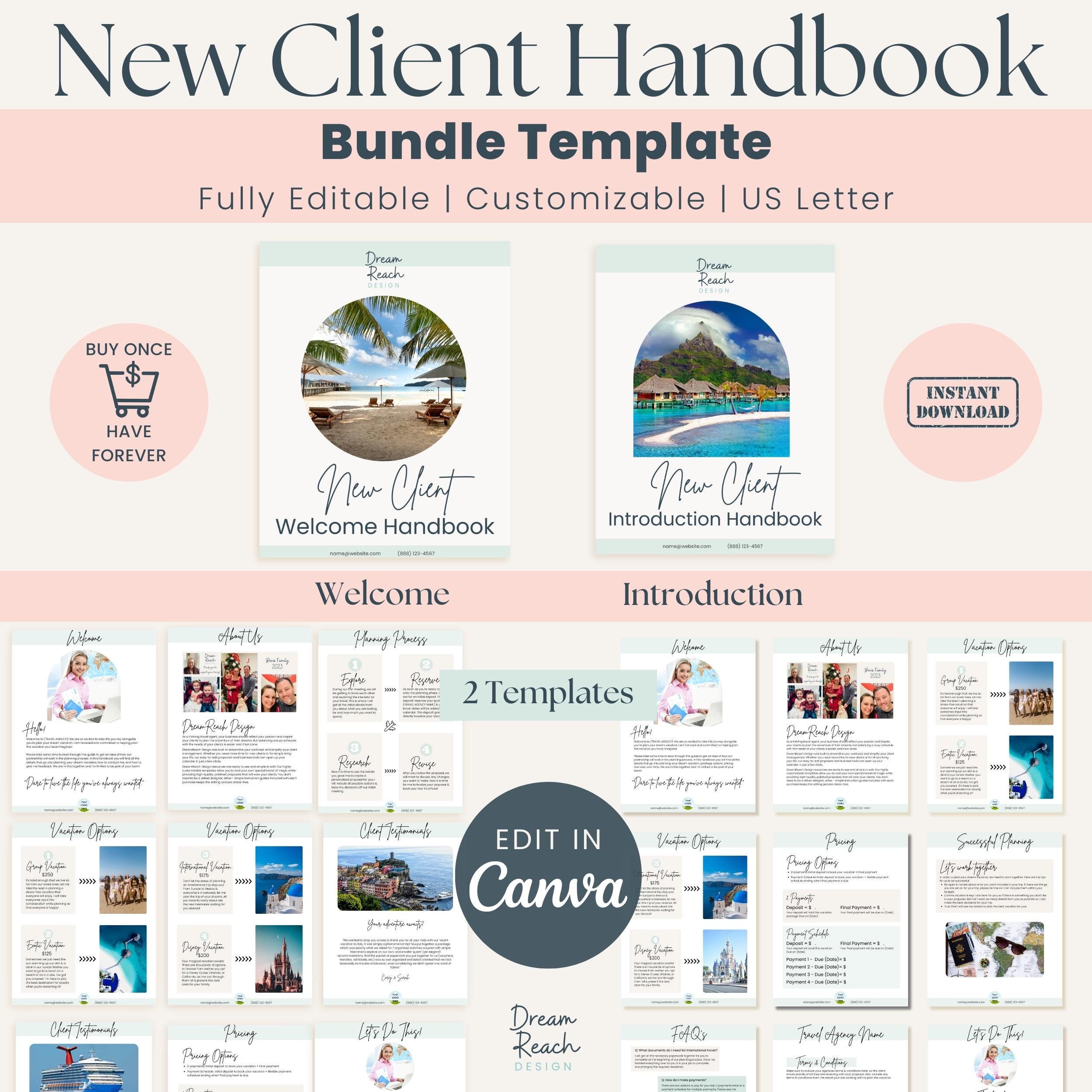 New Client Introduction + Welcome Handbook Bundle for Travel Agents ...