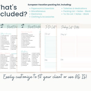 Resort Vacation Packing List Template for Travel Agents All-inclusive ...
