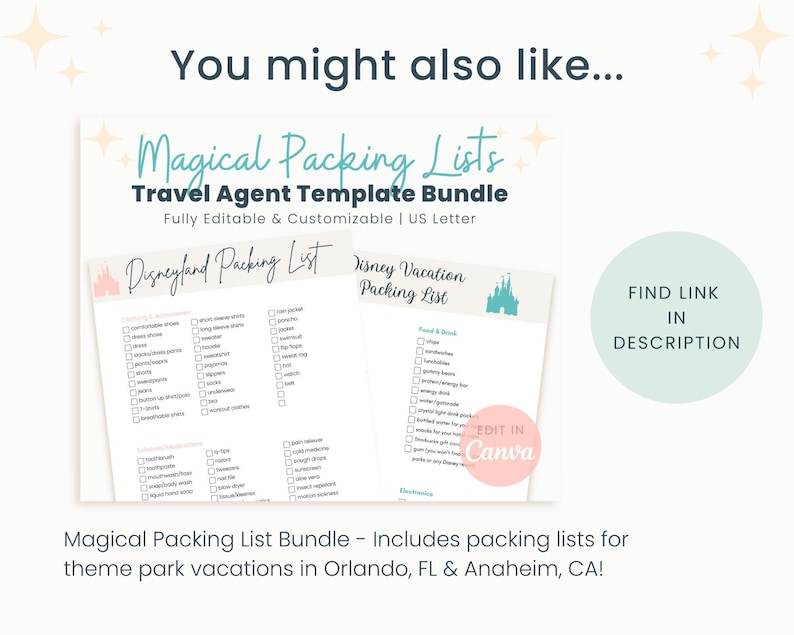CA Theme Park Packing Lists Template for Travel Agents Anaheim, CA ...