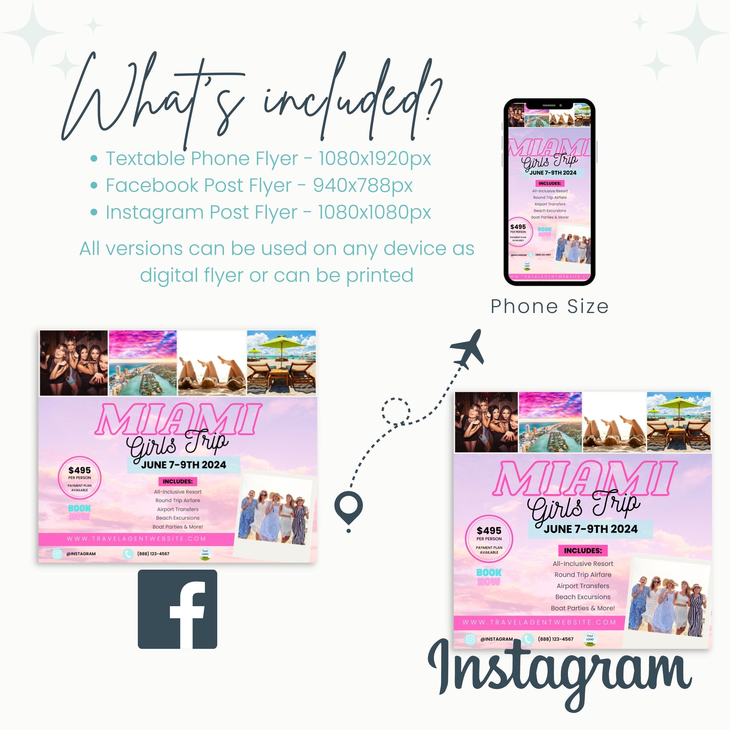 Travel Flyer Template Girls Trip Travel Agent Template Vacation Flyer ...