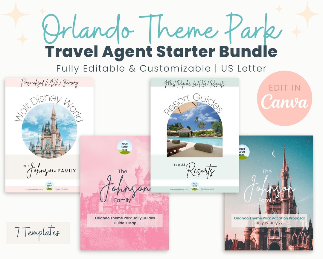 Orlando Theme Park Travel Agent Bundle Theme Park Starter Templates ...