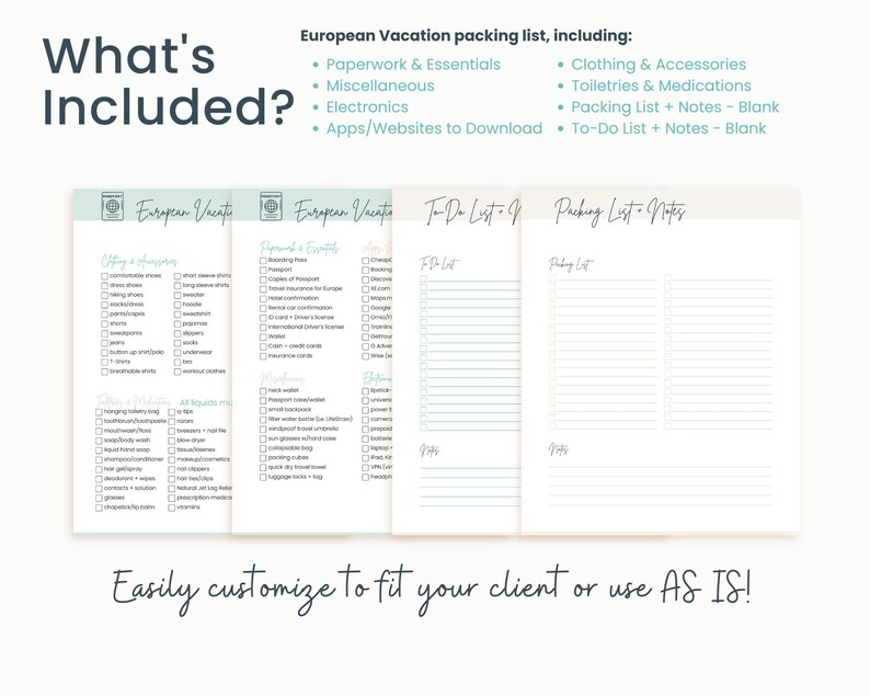 European Vacation Packing List Template for Travel Agents Travel Agent ...
