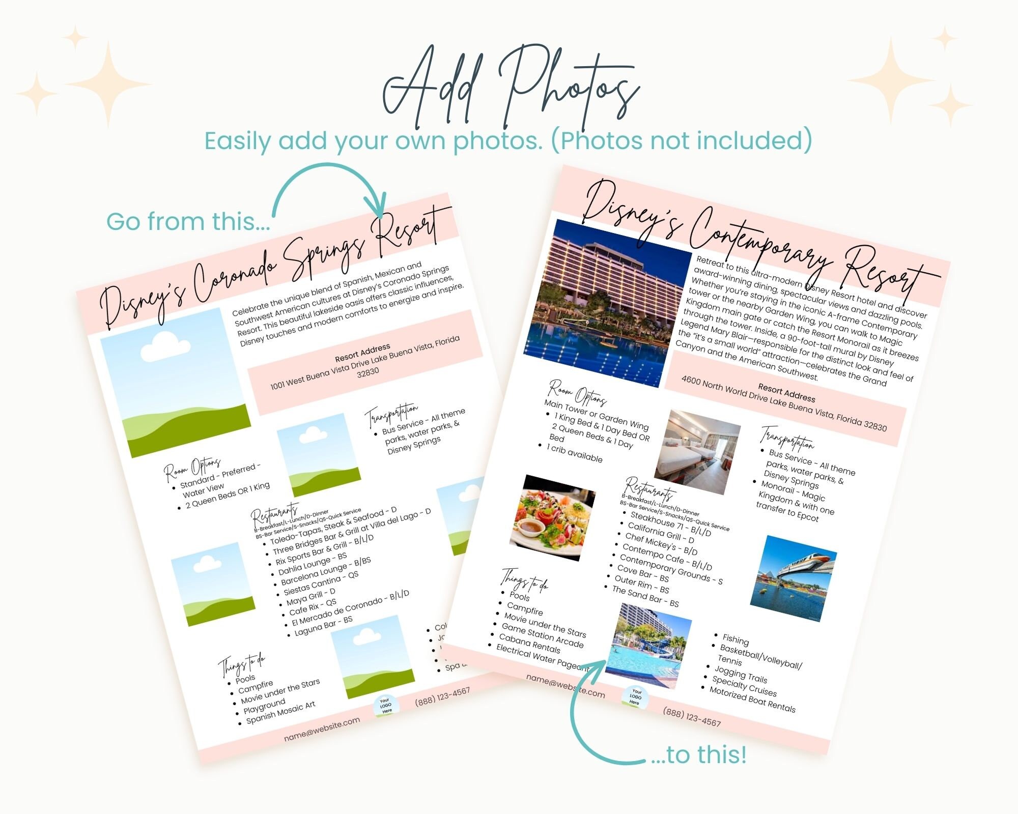 Orlando Theme Park Resort Guides Templates for Travel Agents - Etsy
