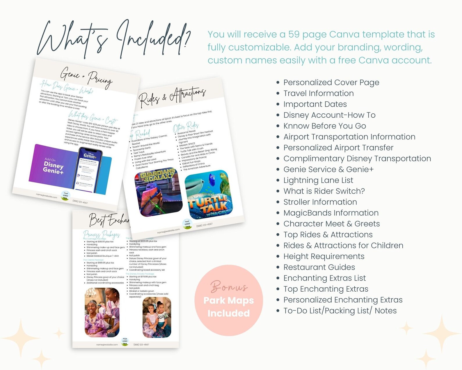 Orlando Theme Park Guides Template Orlando Theme Park - Etsy