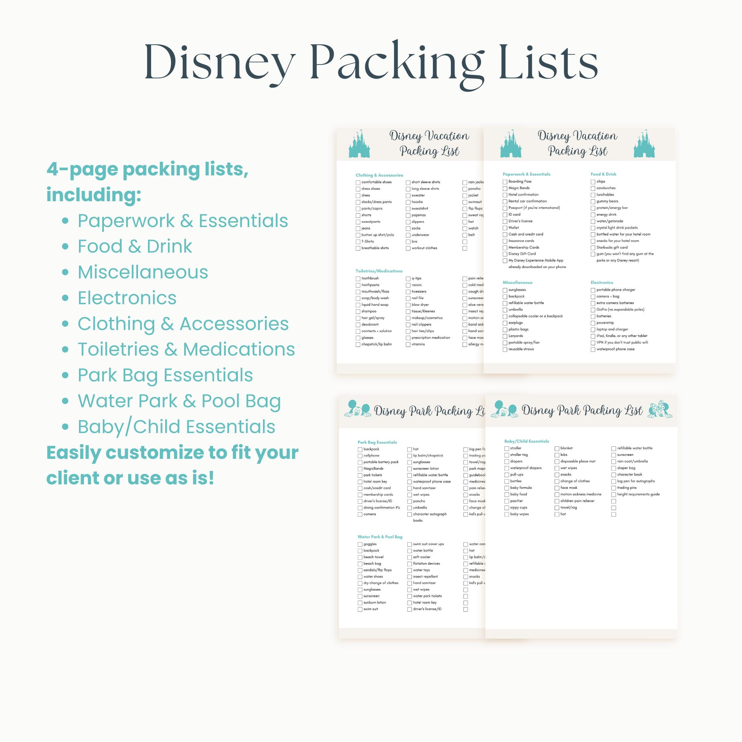 Packing List Template Bundle for Travel Agents Resort Honeymoon ...