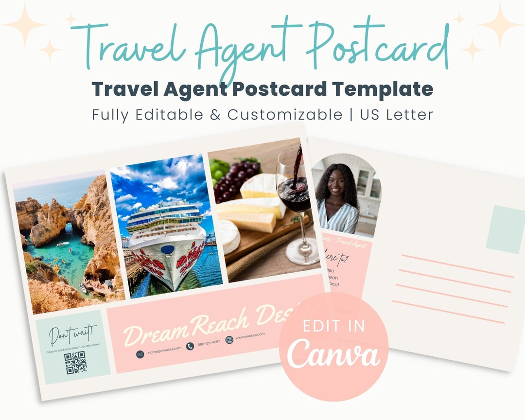 Postcard Template for Travel Agents Personalized Postcard Edit in Canva ...