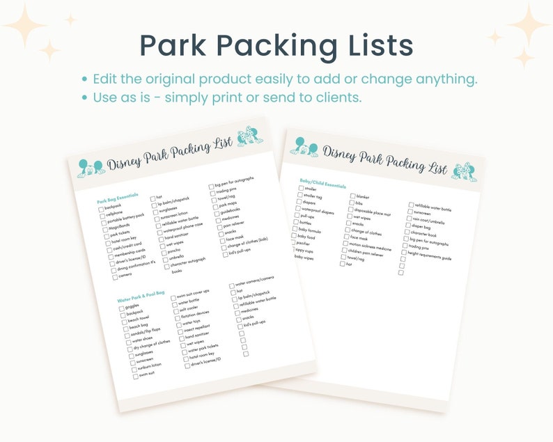Orlando Theme Park Packing Lists Template for Travel Agents Orlando, FL ...