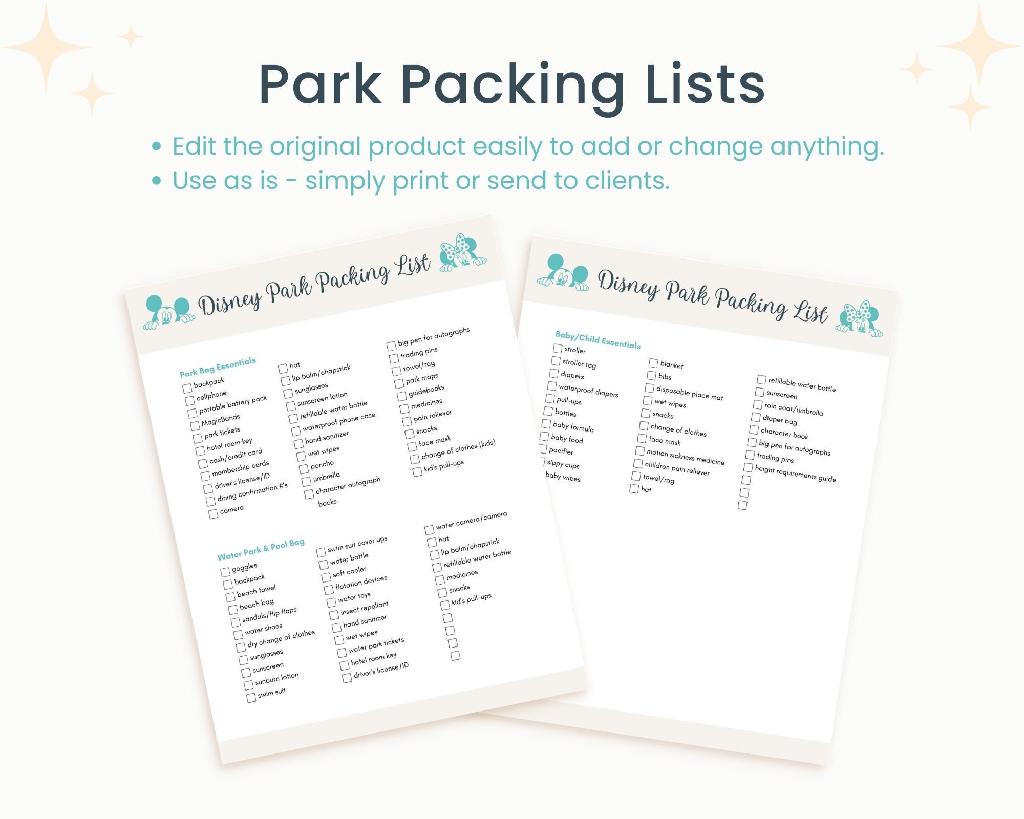 Orlando Theme Park Packing Lists Template for Travel Agents Orlando, FL ...