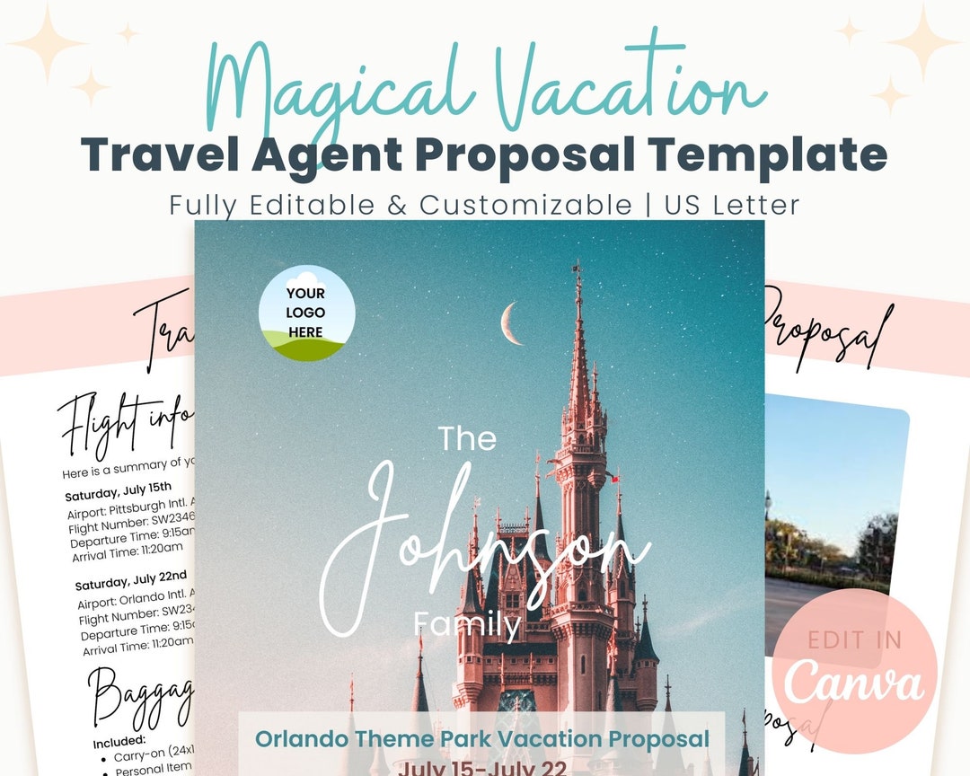 Orlando Theme Park Personalized Vacation Proposal Template for Travel ...