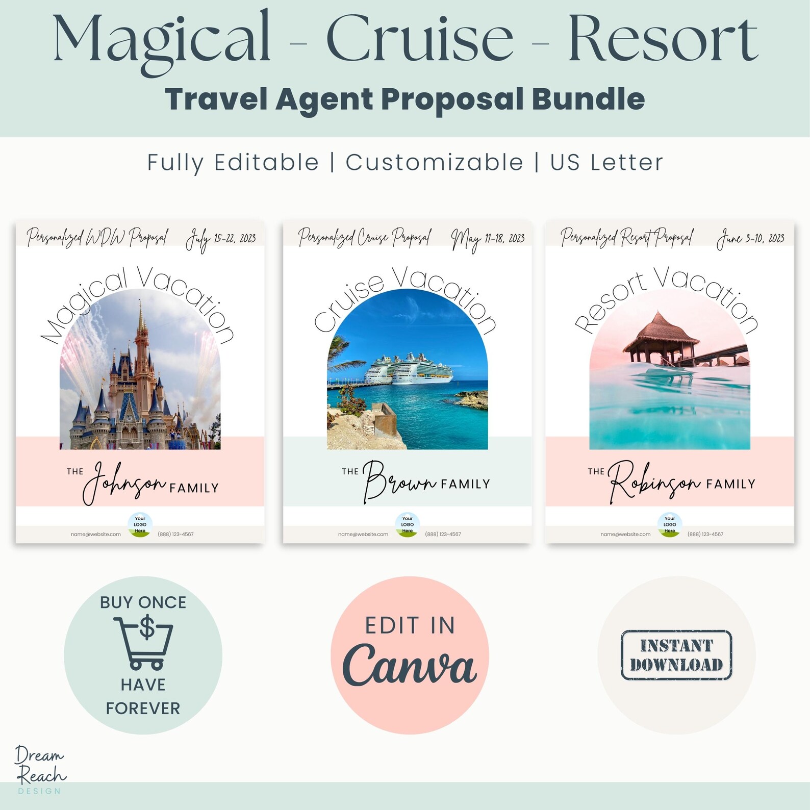 Personalized Proposal Templates Bundle for Travel Agentsorlando Theme ...
