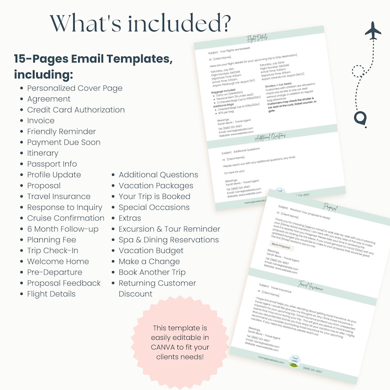 Pre-written Email Templates for Travel Agents 30 Emails Travel Agent ...