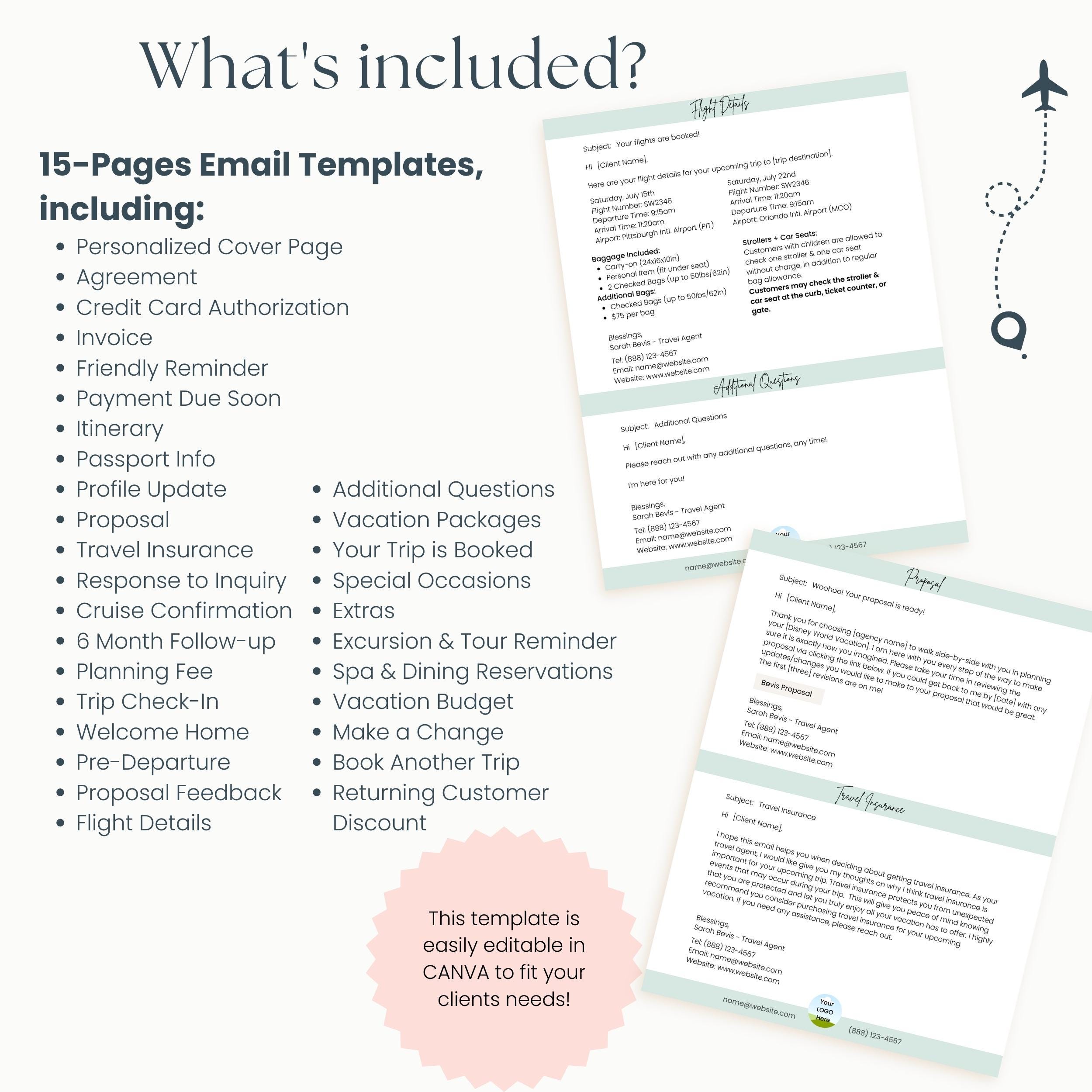 Pre-written Email Templates for Travel Agents 30 Emails Travel Agent ...