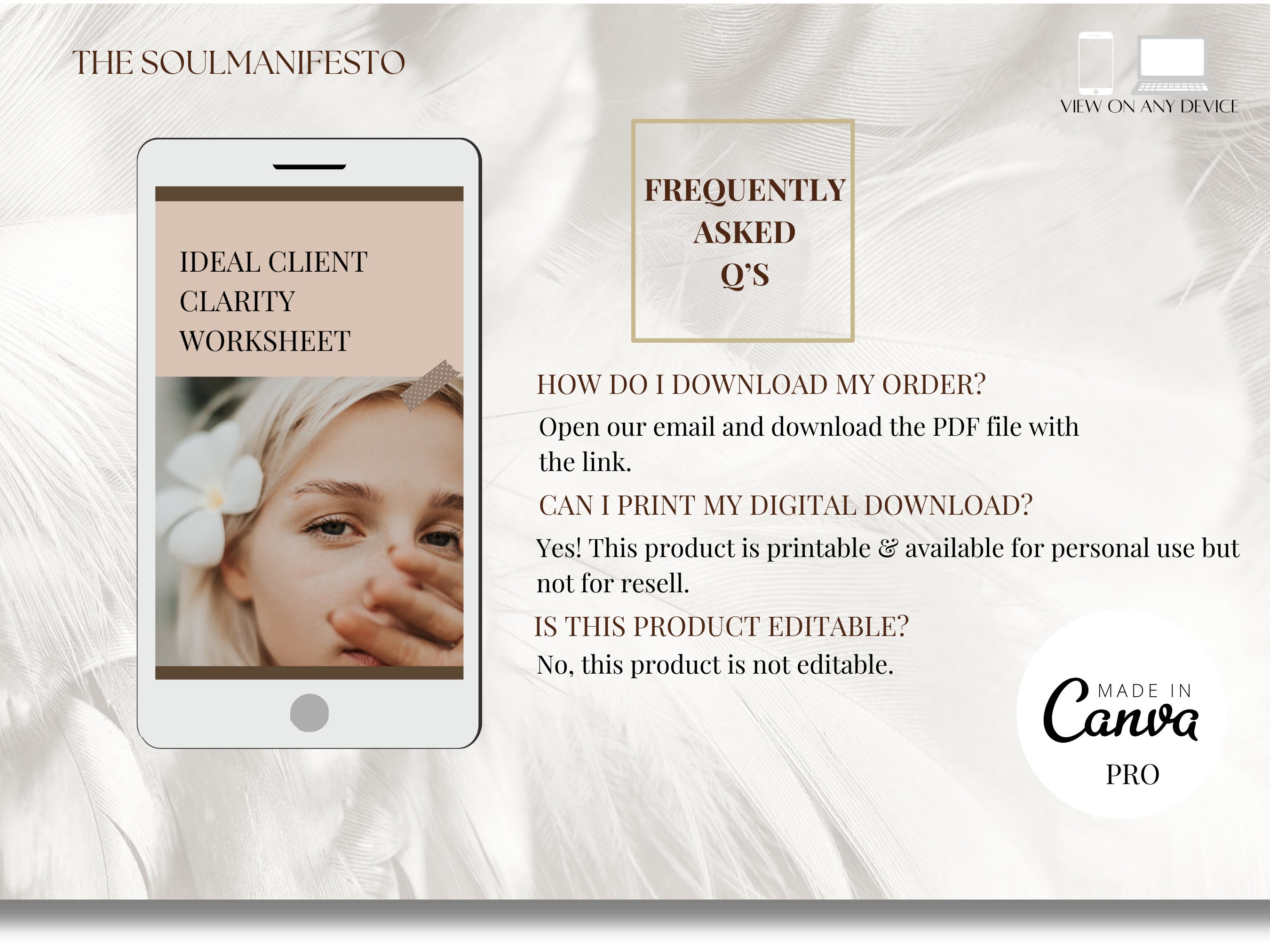 Client Avatar Template, Ideal Client Clarity Worksheet, Target Market Audience, Profile ...