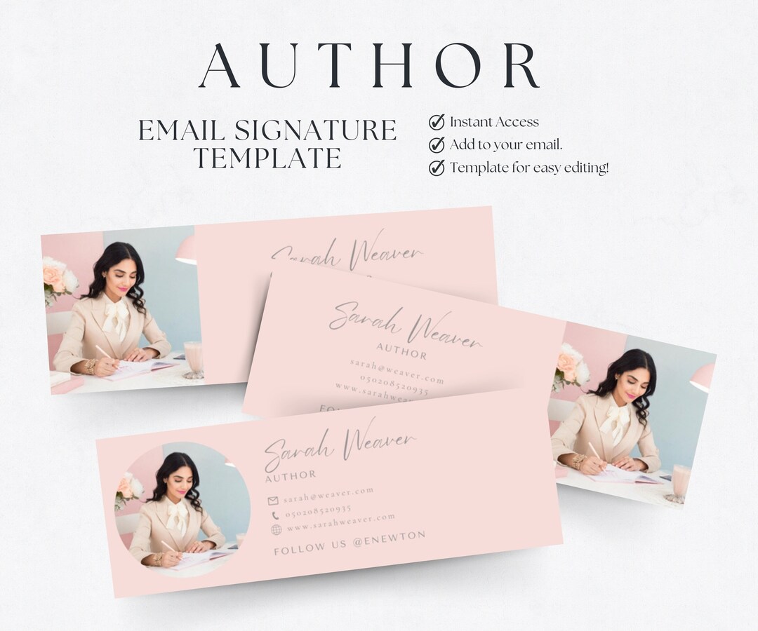 Author Email Signature Template, Writer Business Branding, Canva ...